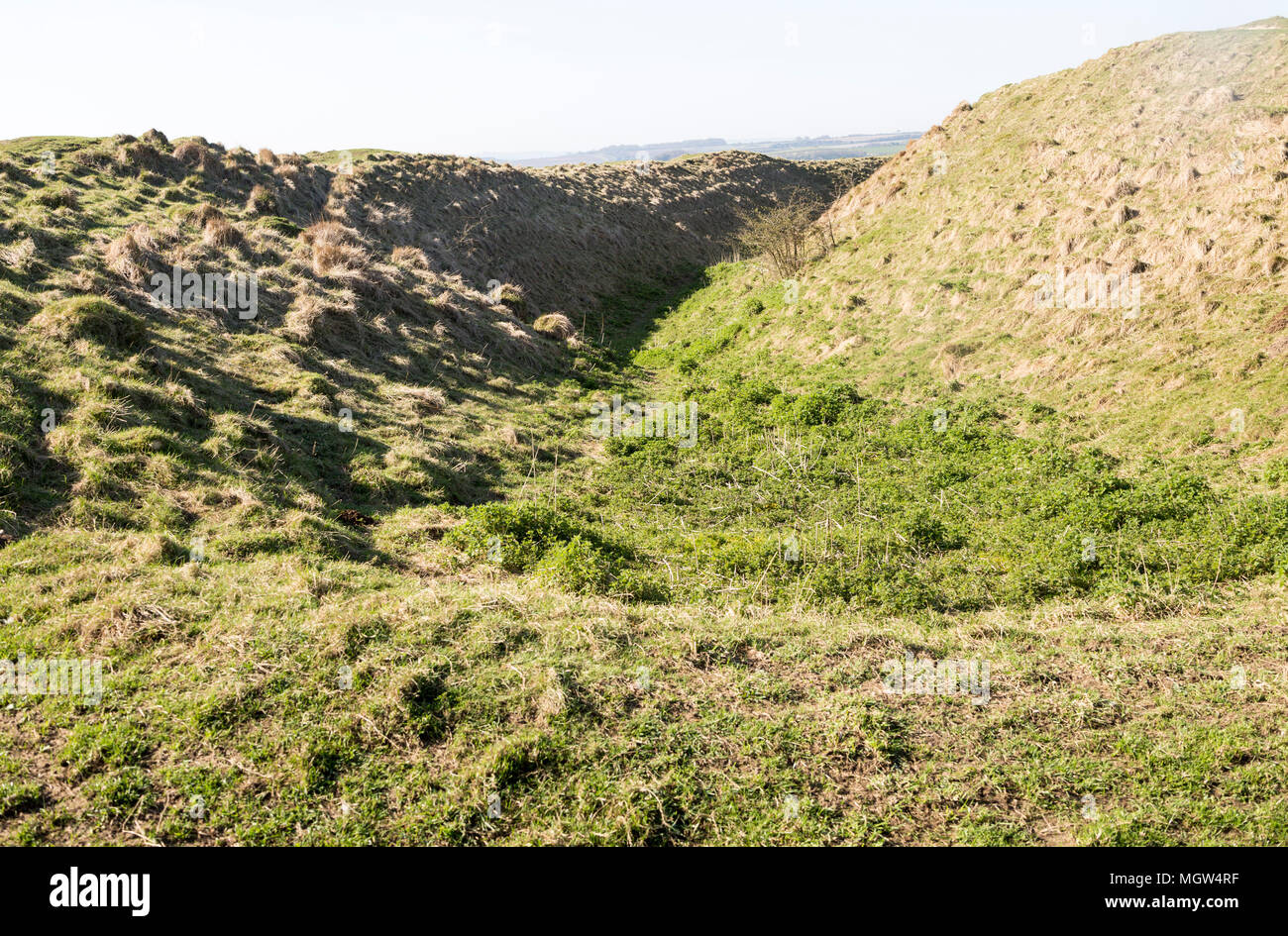 Defensive ditch and rampart at Barbury Castle Country Park, Iron Age ...