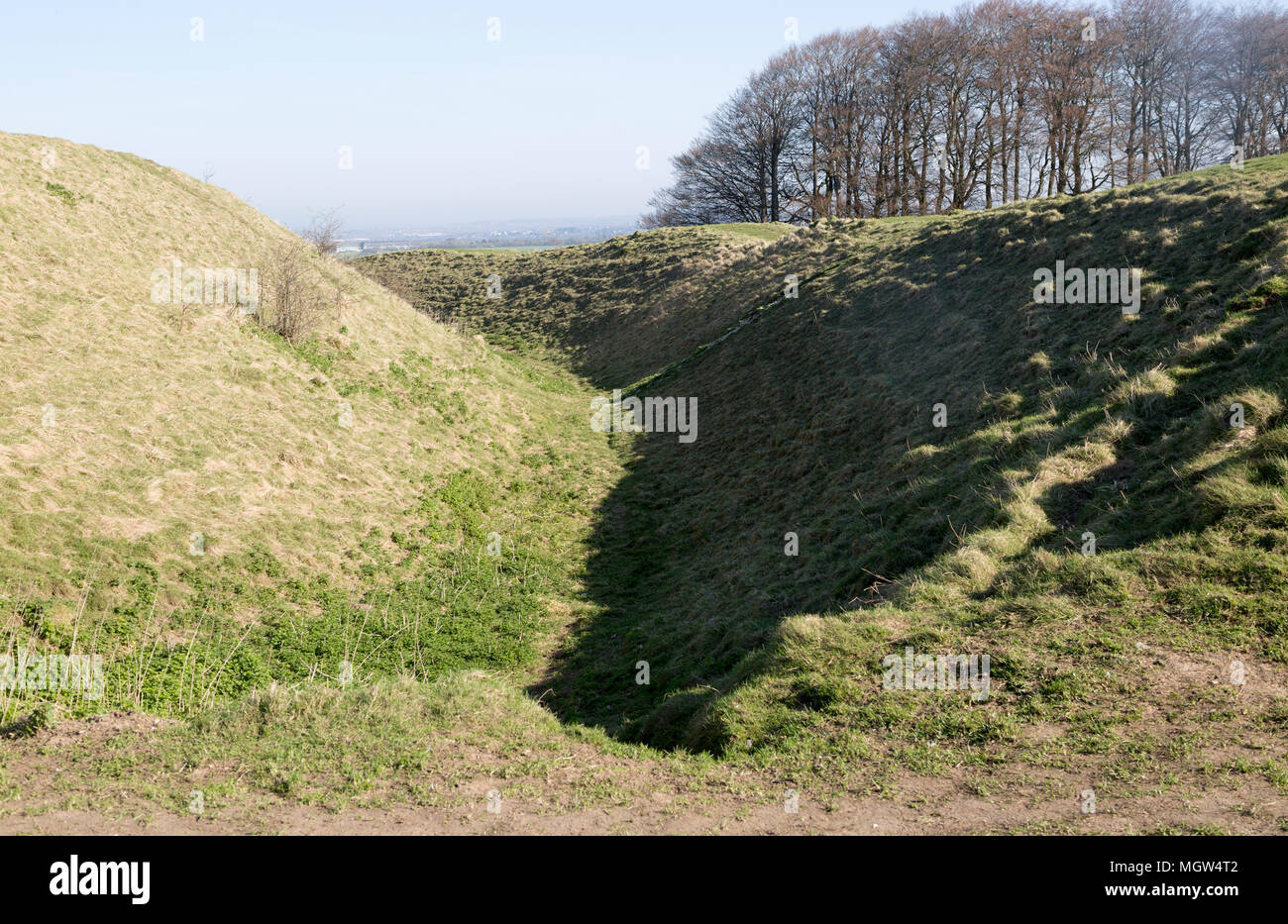 Defensive ditch and rampart at Barbury Castle Country Park, Iron Age ...
