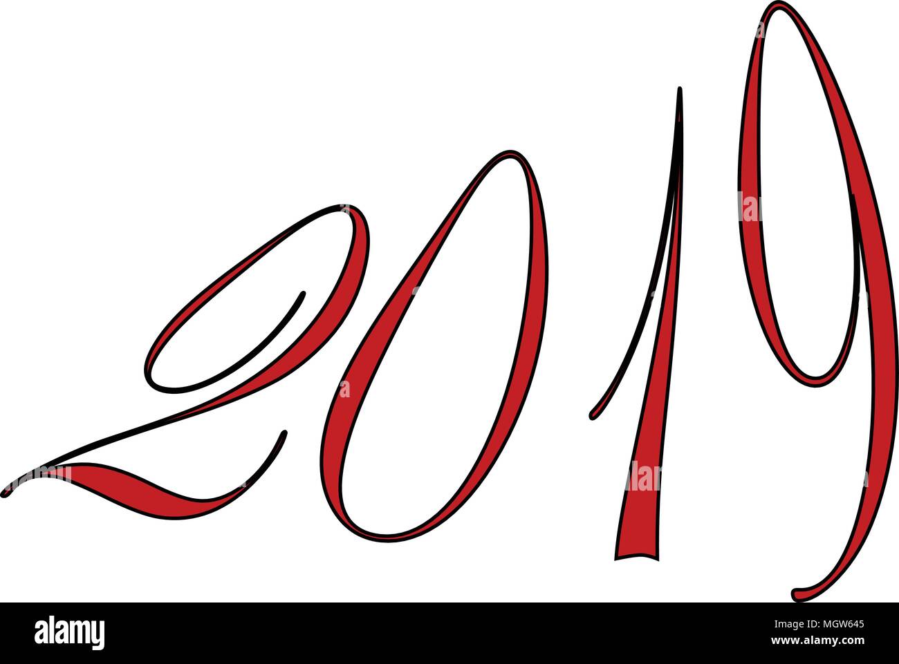 Happy 2019 text sign illustration Stock Vector Image & Art - Alamy