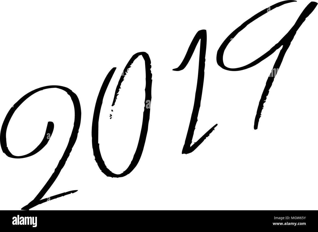 Happy 2019 text sign illustration Stock Vector Image & Art - Alamy
