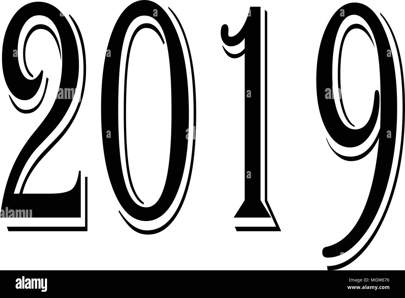 Happy 2019 text sign illustration Stock Vector Image & Art - Alamy