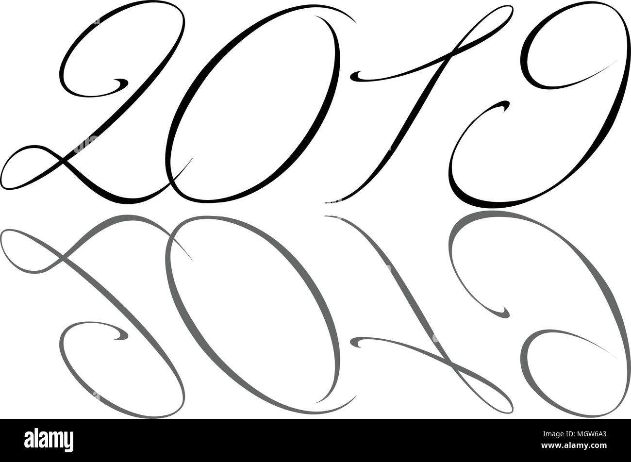 Happy 2019 text sign illustration Stock Vector Image & Art - Alamy