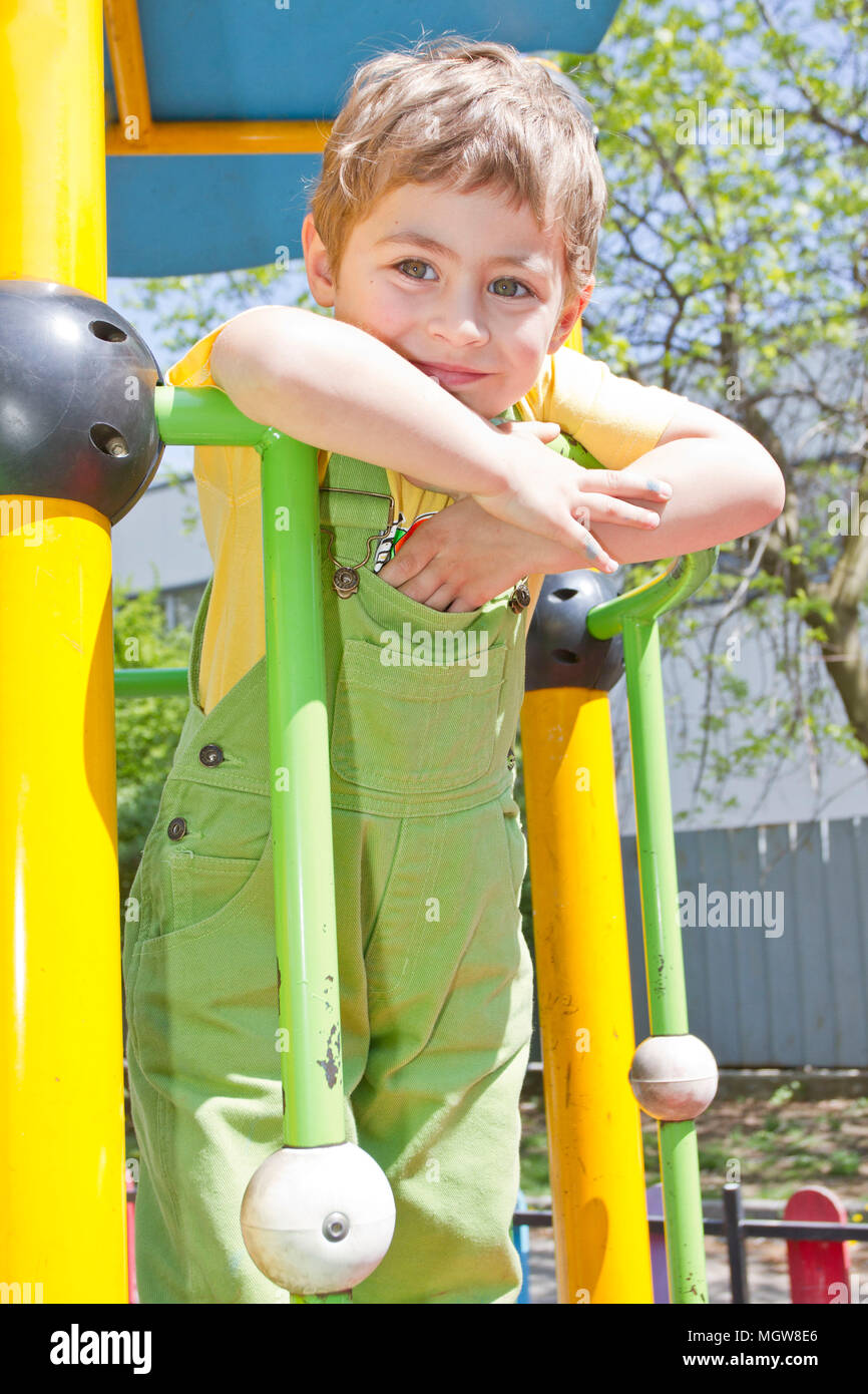 Boy. Portrait of cute boy kid outdoor in sunny day. Portrait of Happy ...