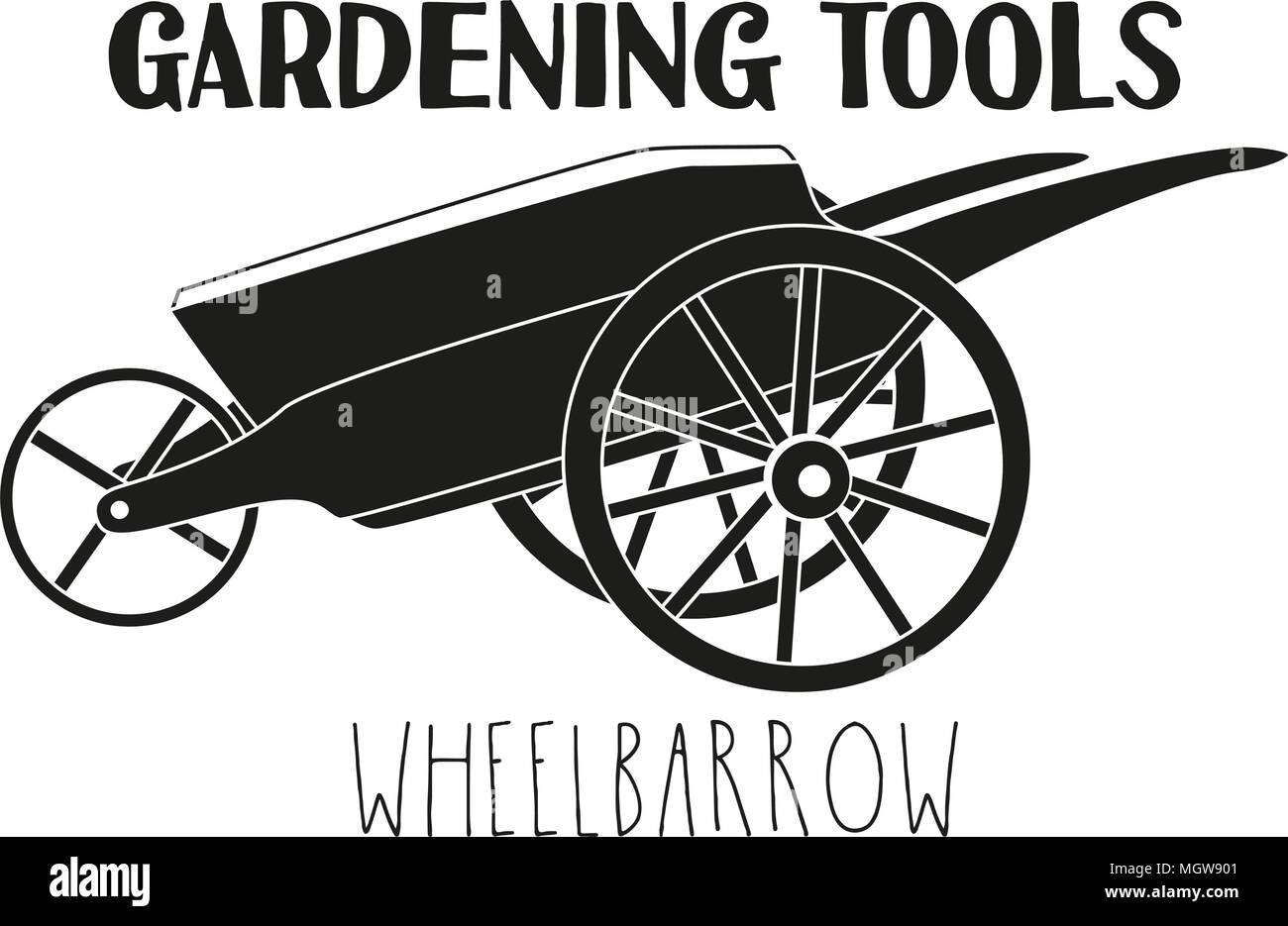 Black and white wheelbarrow silhouette. Garden tool vector illustration ...