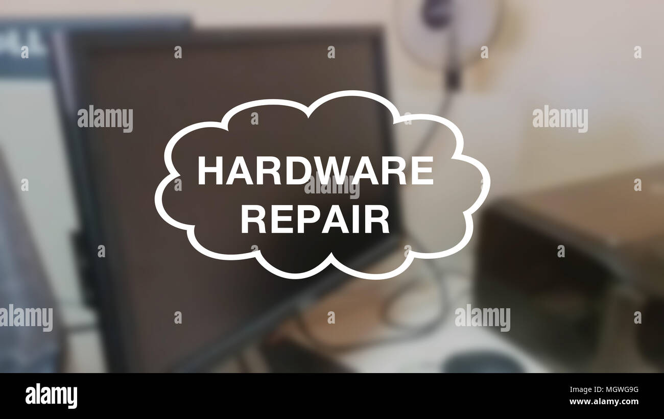 Hardware repair word with blurring business background Stock Photo - Alamy