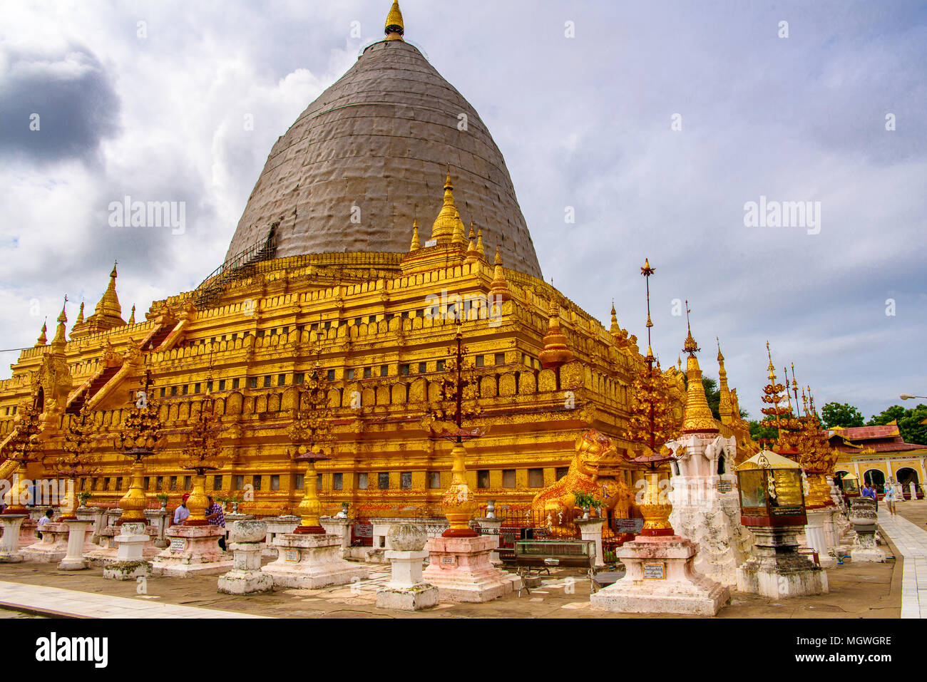 Shwezigon Pagoda, Bagan Archaeological Zone, Burma. One of the main ...