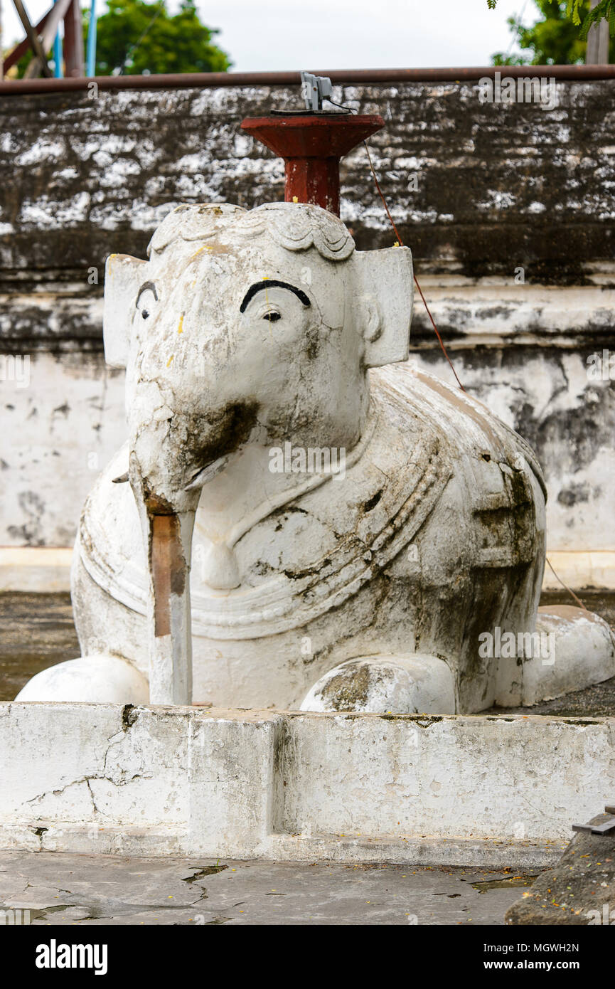 Elephant, Shwezigon Pagoda, Bagan Archaeological Zone, Burma. One of ...