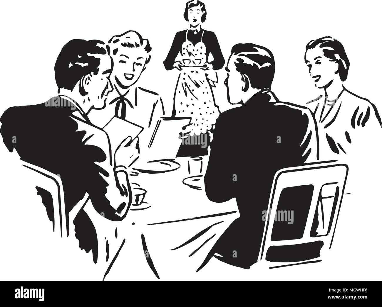 Two waitresses Stock Vector Images - Alamy