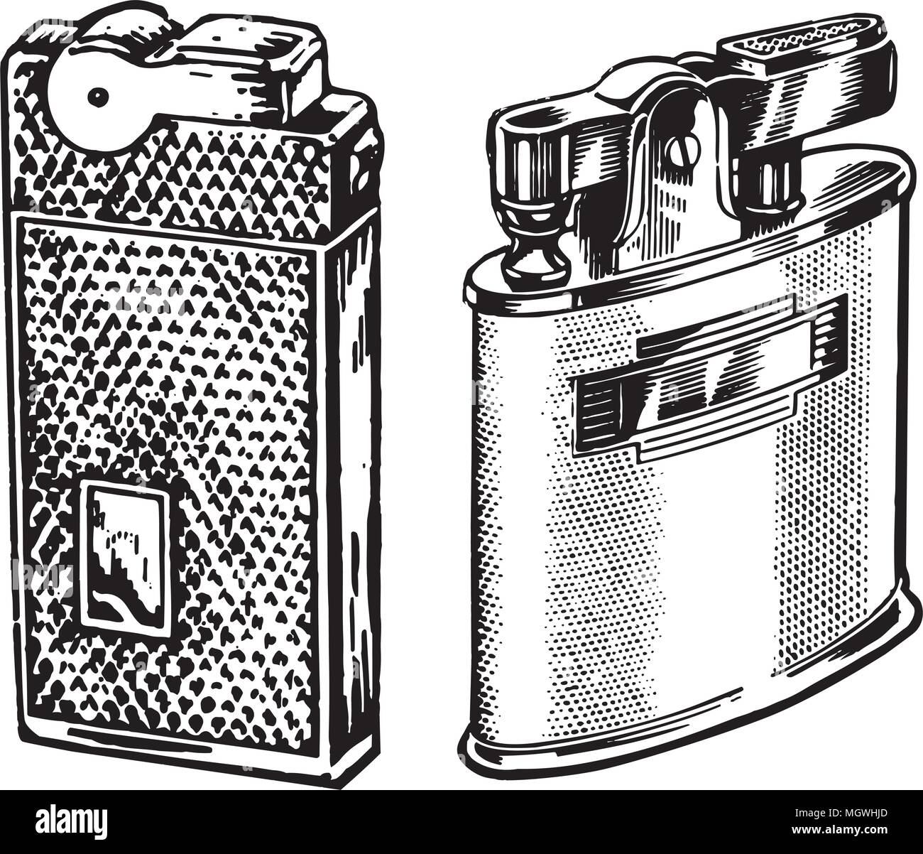 Two Lighters - Retro Clipart Illustration Stock Vector Image & Art - Alamy