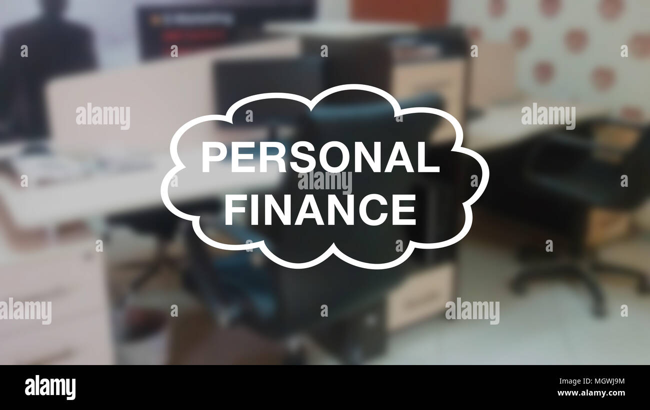 Personal finance word with blurring business background Stock Photo - Alamy