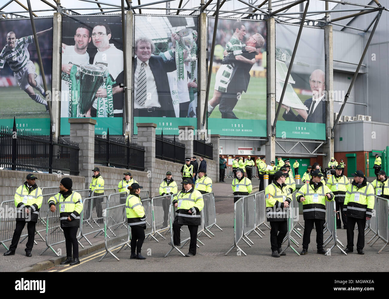 Security wait for the arrival of the Rangers fans before the Ladbrokes ...