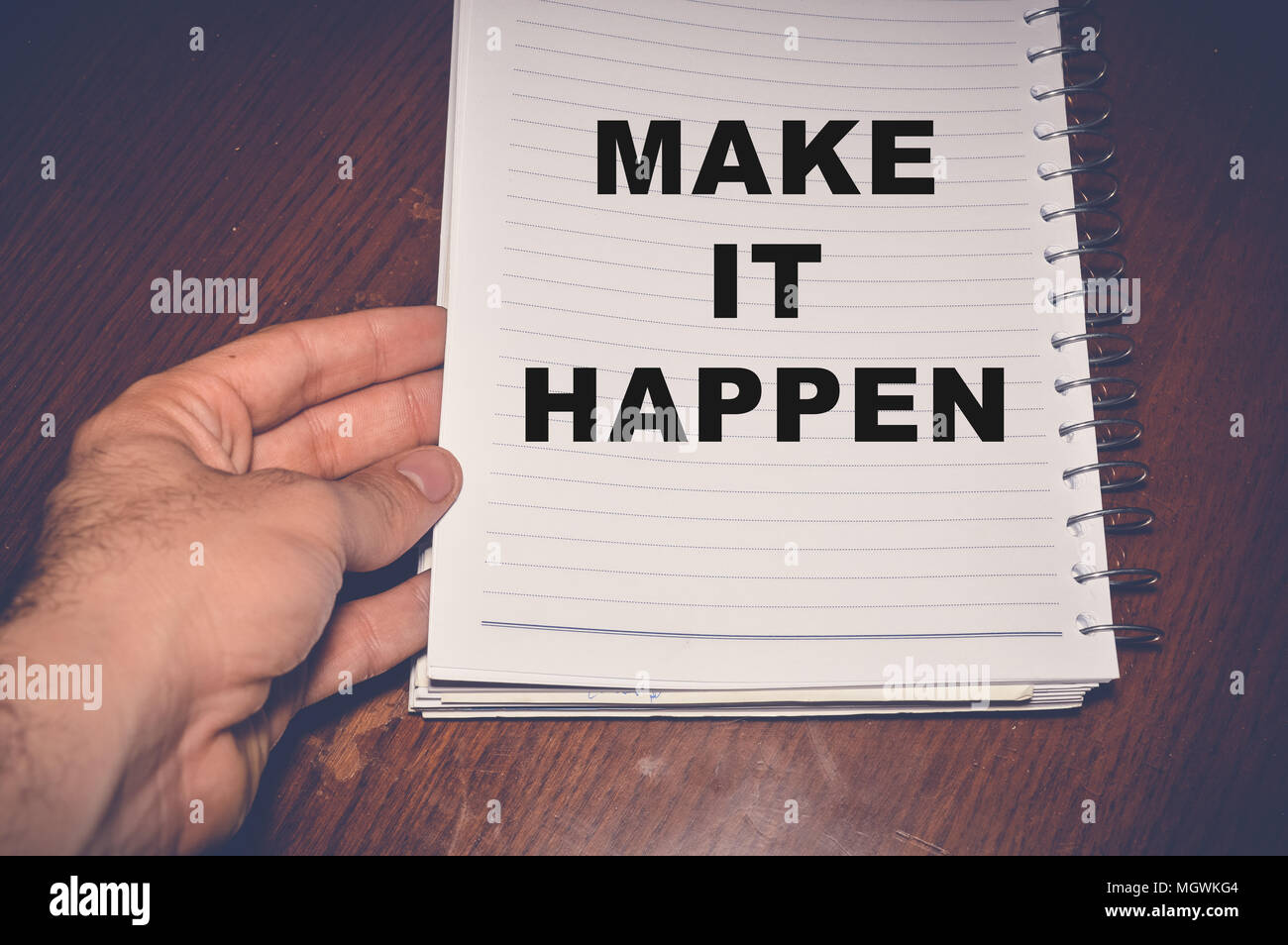 make it happen word written on white paper Stock Photo - Alamy