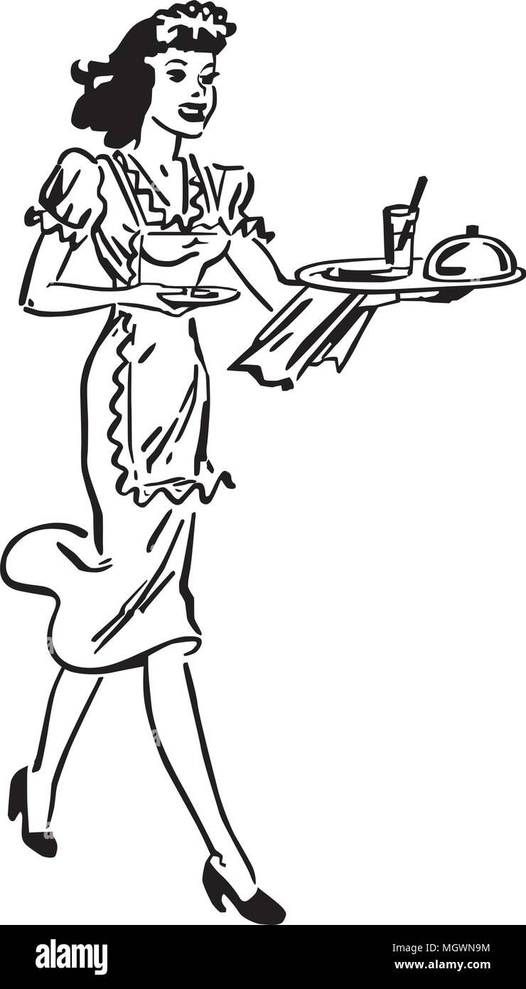 Waitress Clipart Black And White