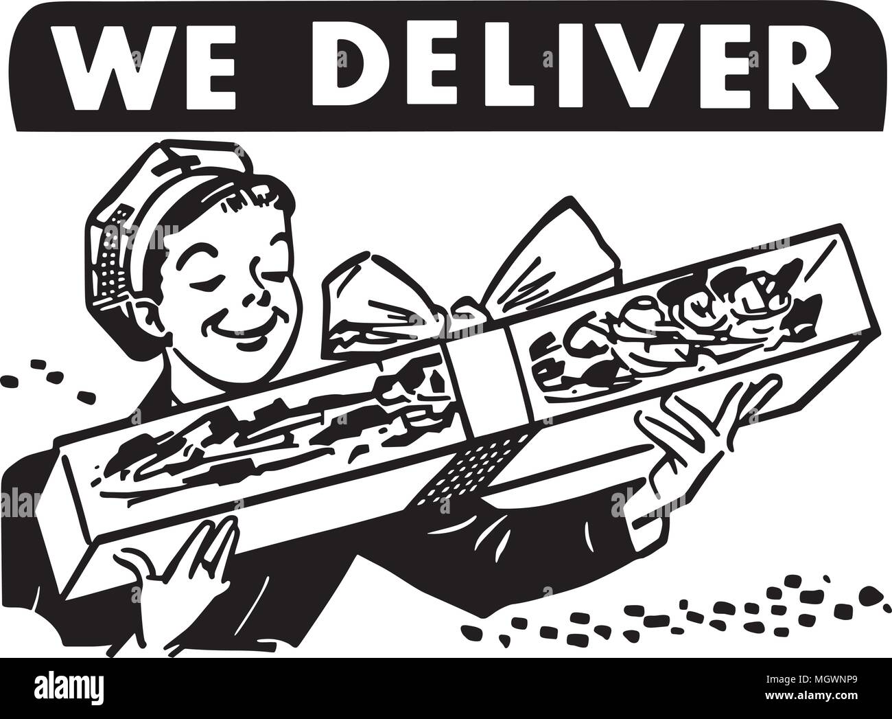 We Deliver - Retro Ad Art Banner Stock Vector Image & Art - Alamy