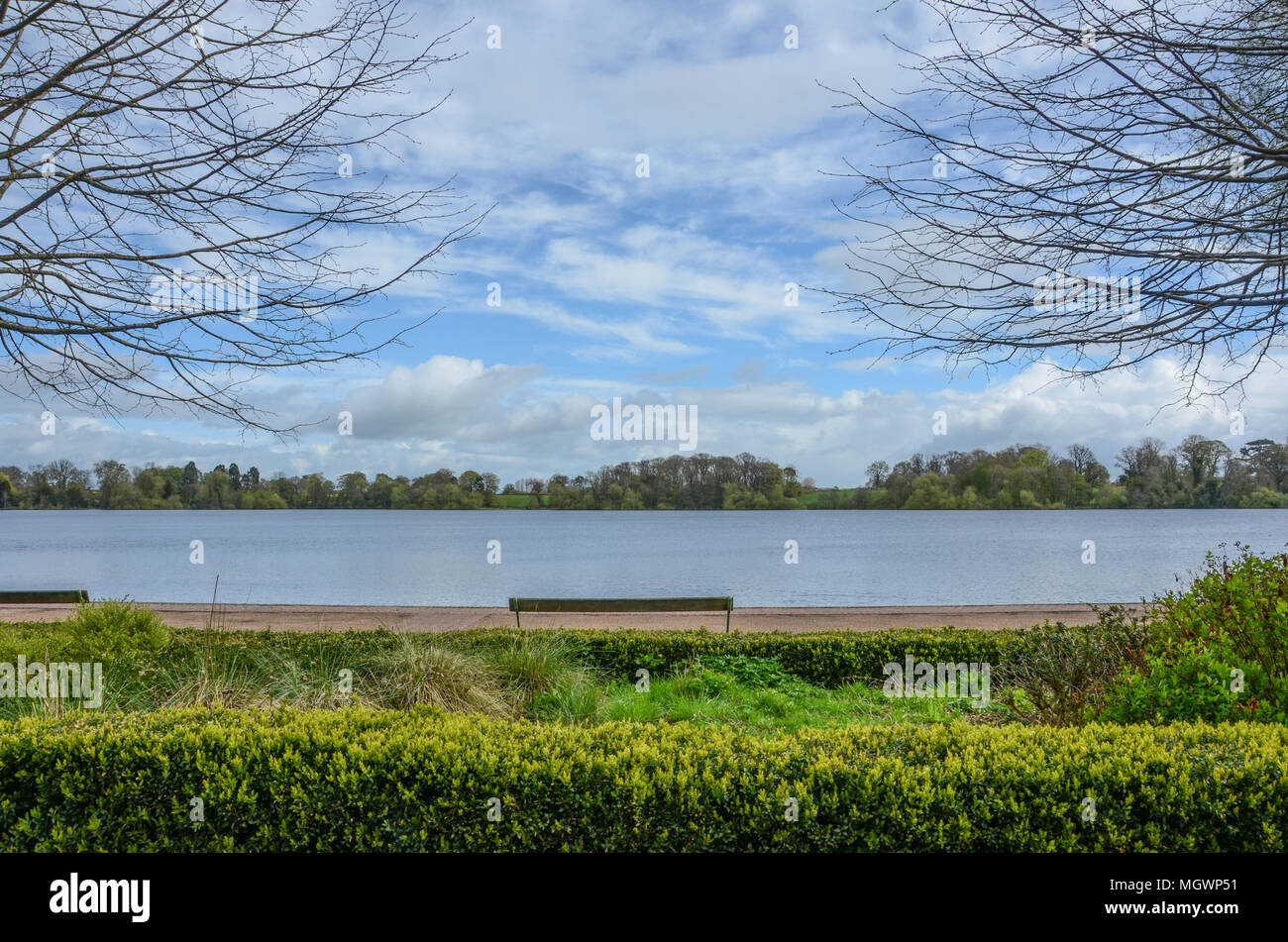 A landscape view of Ellesmere Lake in Shropshire on a sunny day Stock ...