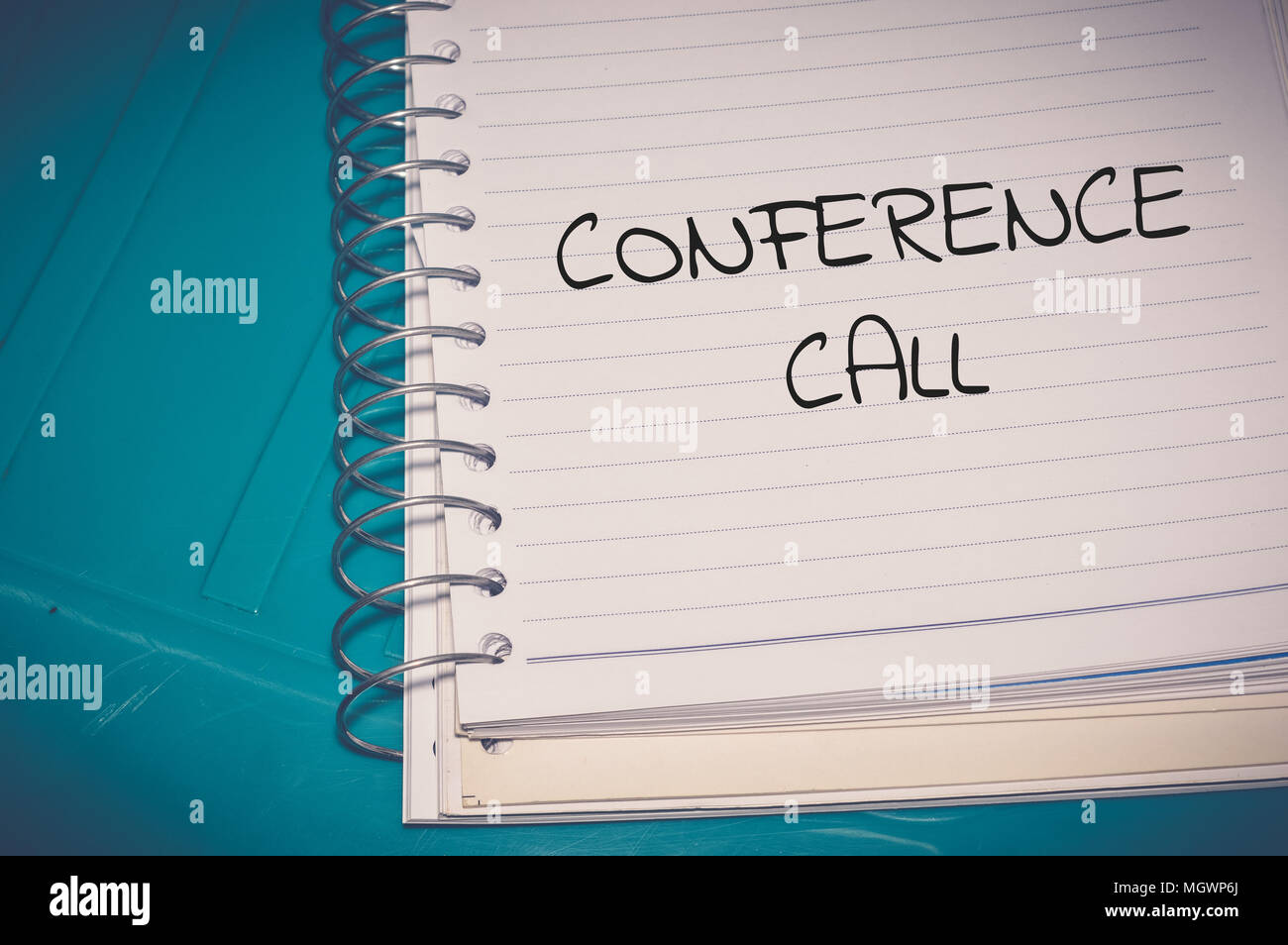Conference call word written on white paper Stock Photo - Alamy