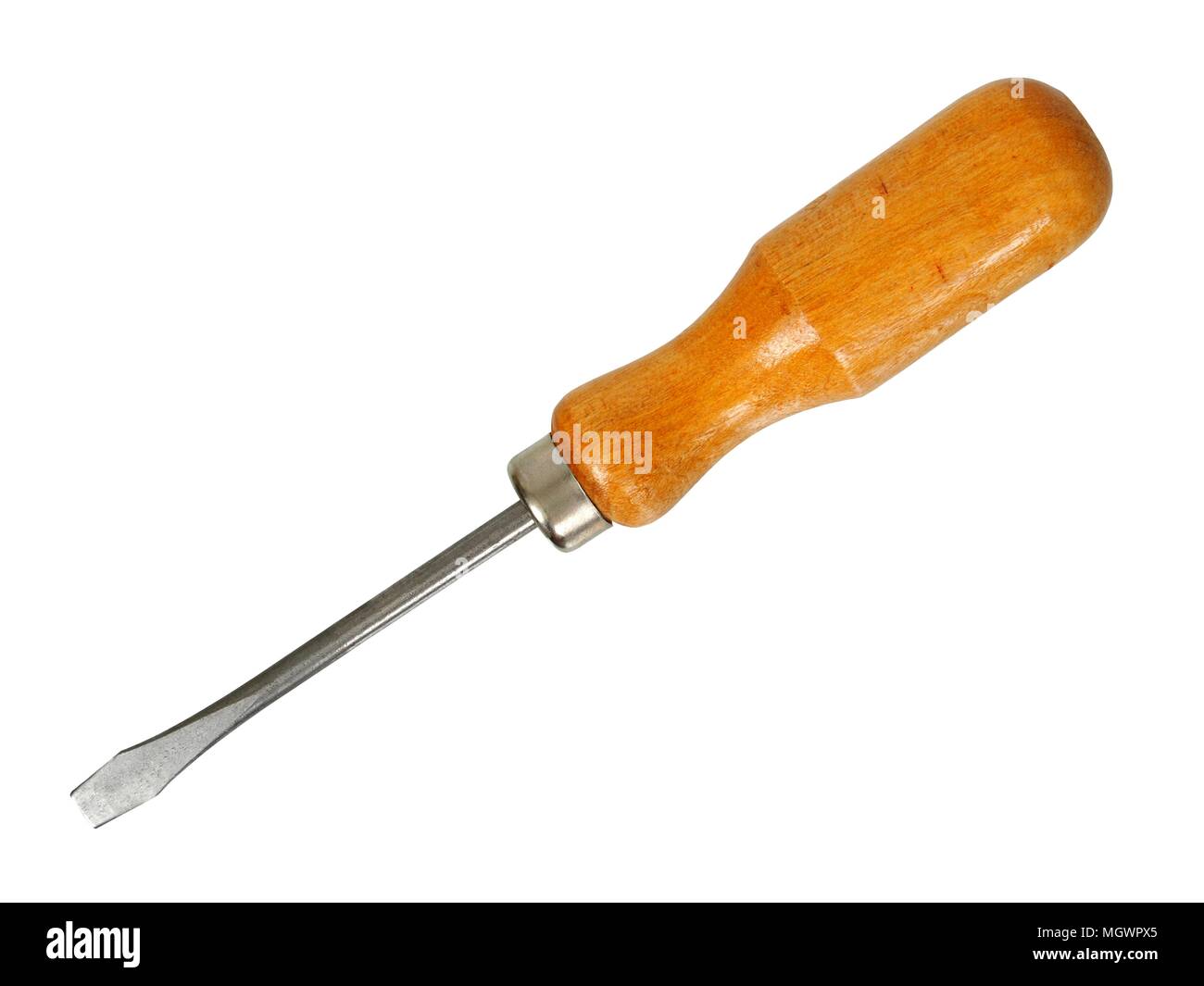Screwdriver with wooden handle isolated on white background Stock Photo ...