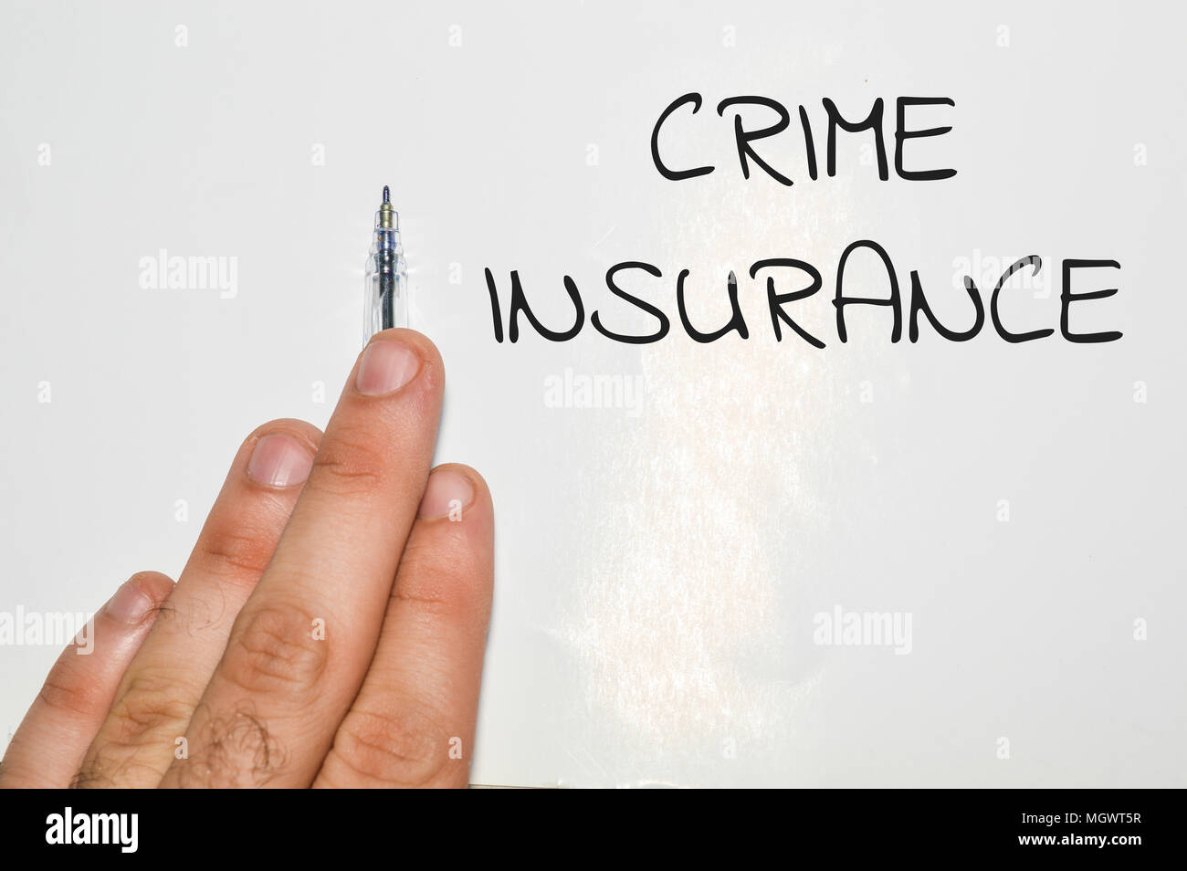 Crime insurance word written on white paper Stock Photo - Alamy