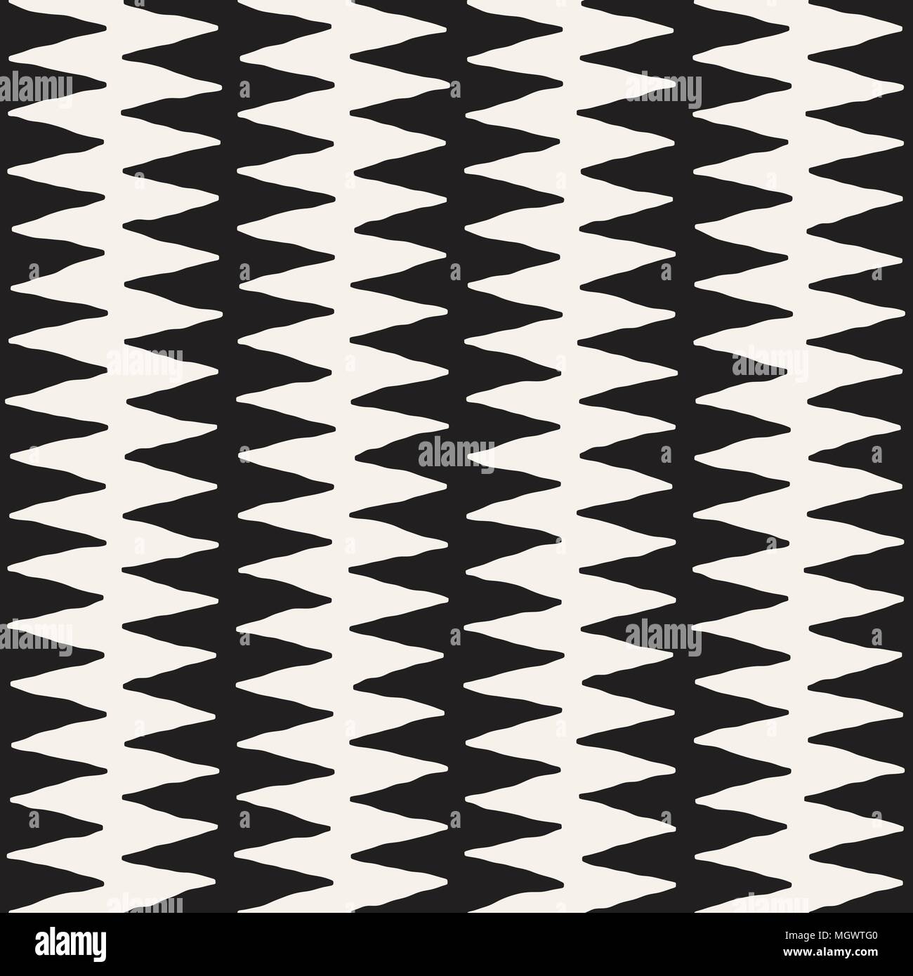 Hand drawn style abstract seamless pattern in black and white. Retro ...