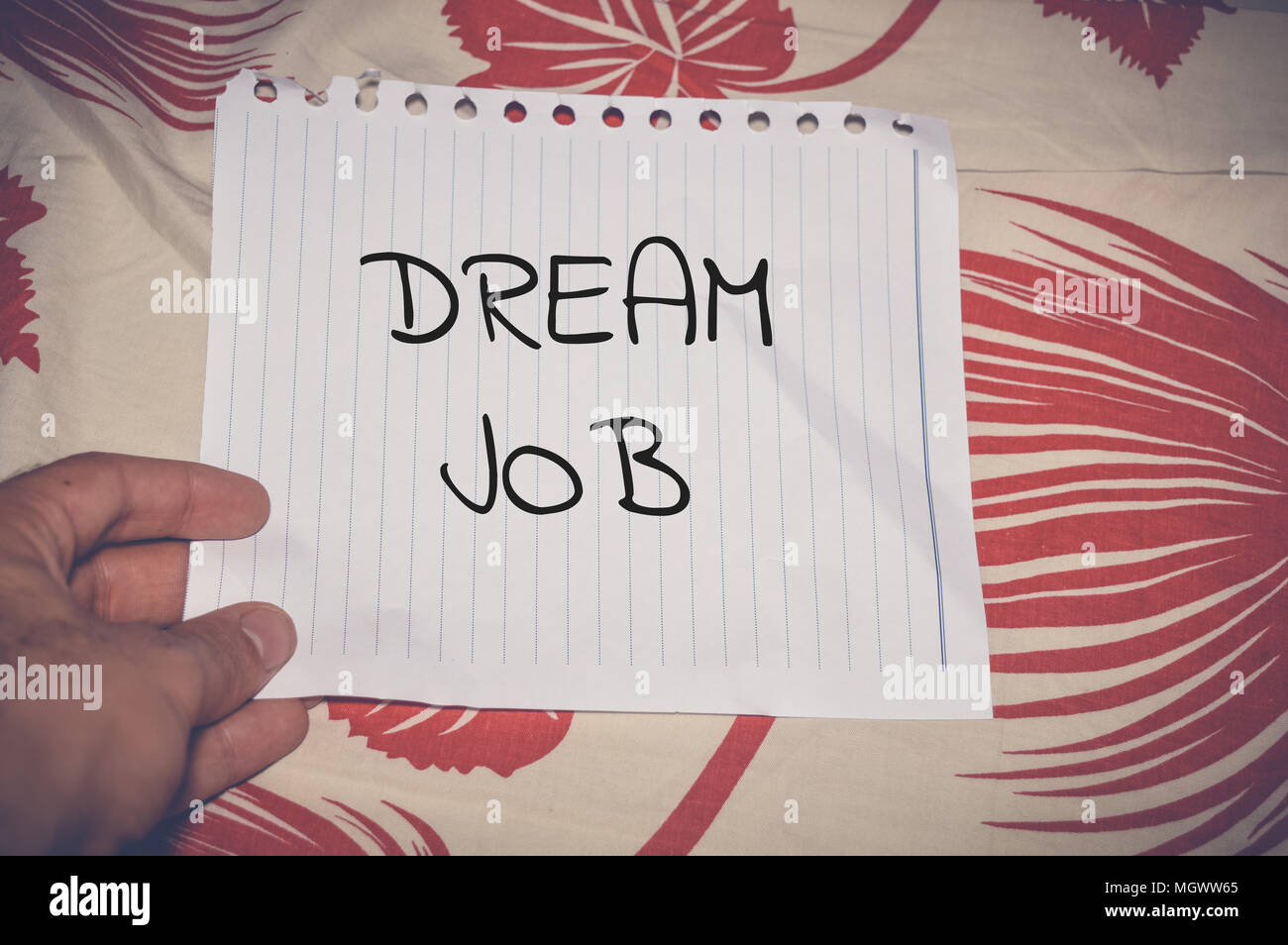 Dream job word written on white paper Stock Photo - Alamy