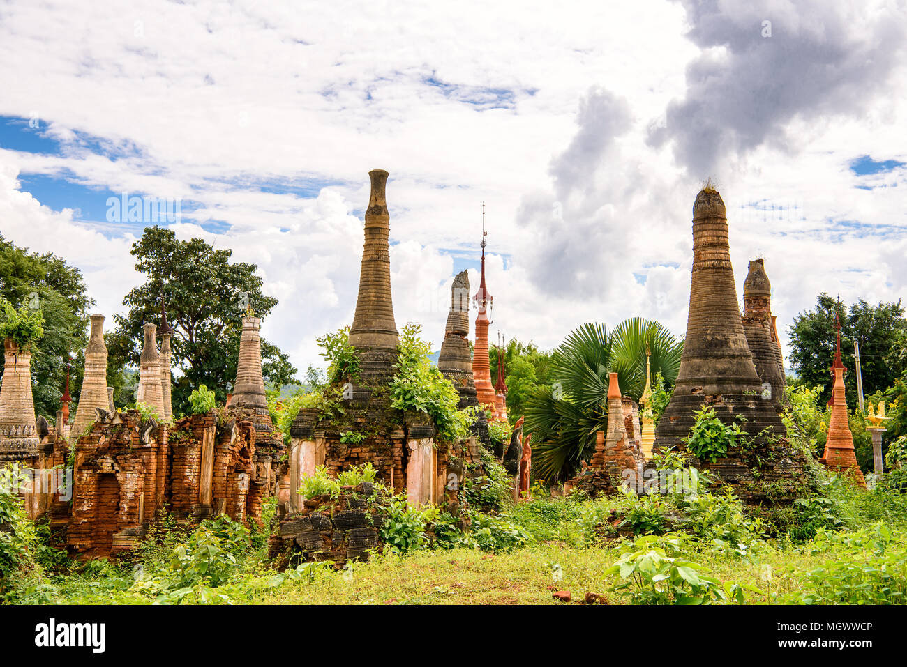 Shwe Indein Pagoda, a group of Buddhist pagodas in the village of ...