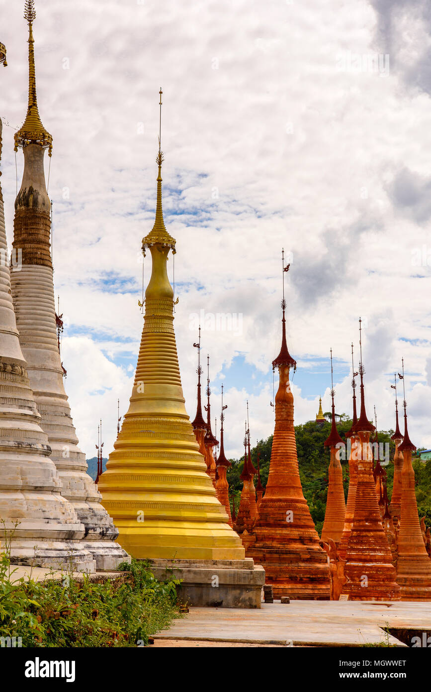 Shwe Indein Pagoda, a group of Buddhist pagodas in the village of ...