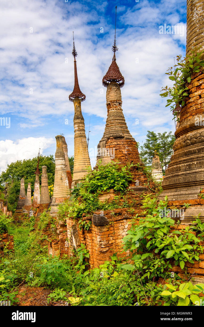 Shwe Indein Pagoda, a group of Buddhist pagodas in the village of ...