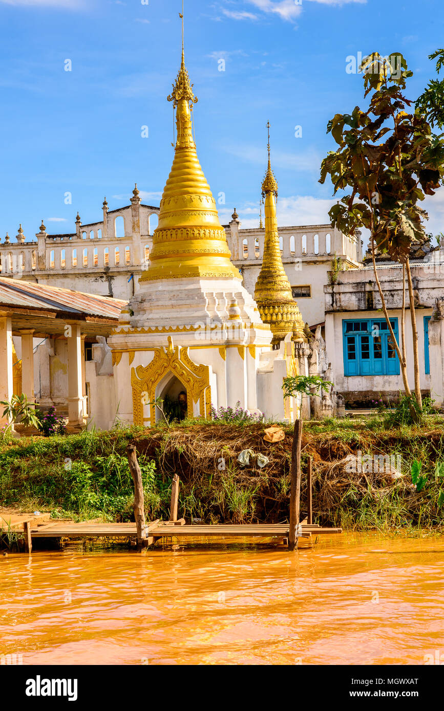 A temple over the Lake Inle, Myanmar Stock Photo - Alamy