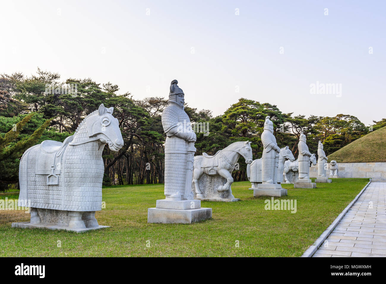 Statues on the Road to the tombs of Ancient Koguryo Kingdom, Pyongyang ...