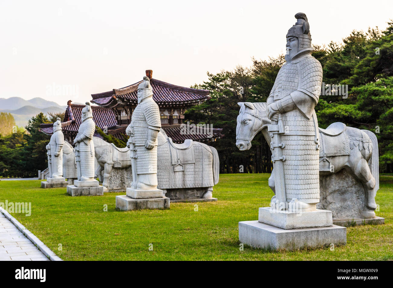 Scientifics and horses statues on the Road to the tombs of Ancient ...