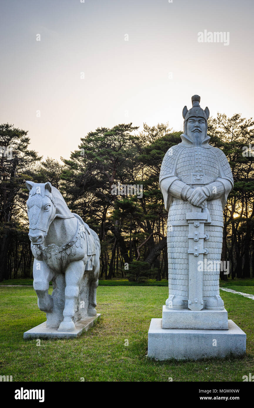 Scientifics and horses statues on the Road to the tombs of Ancient ...