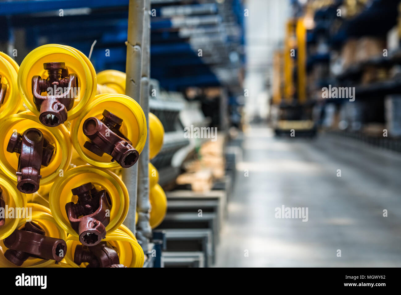 Interior of new modern warehouse of spare parts Stock Photo - Alamy