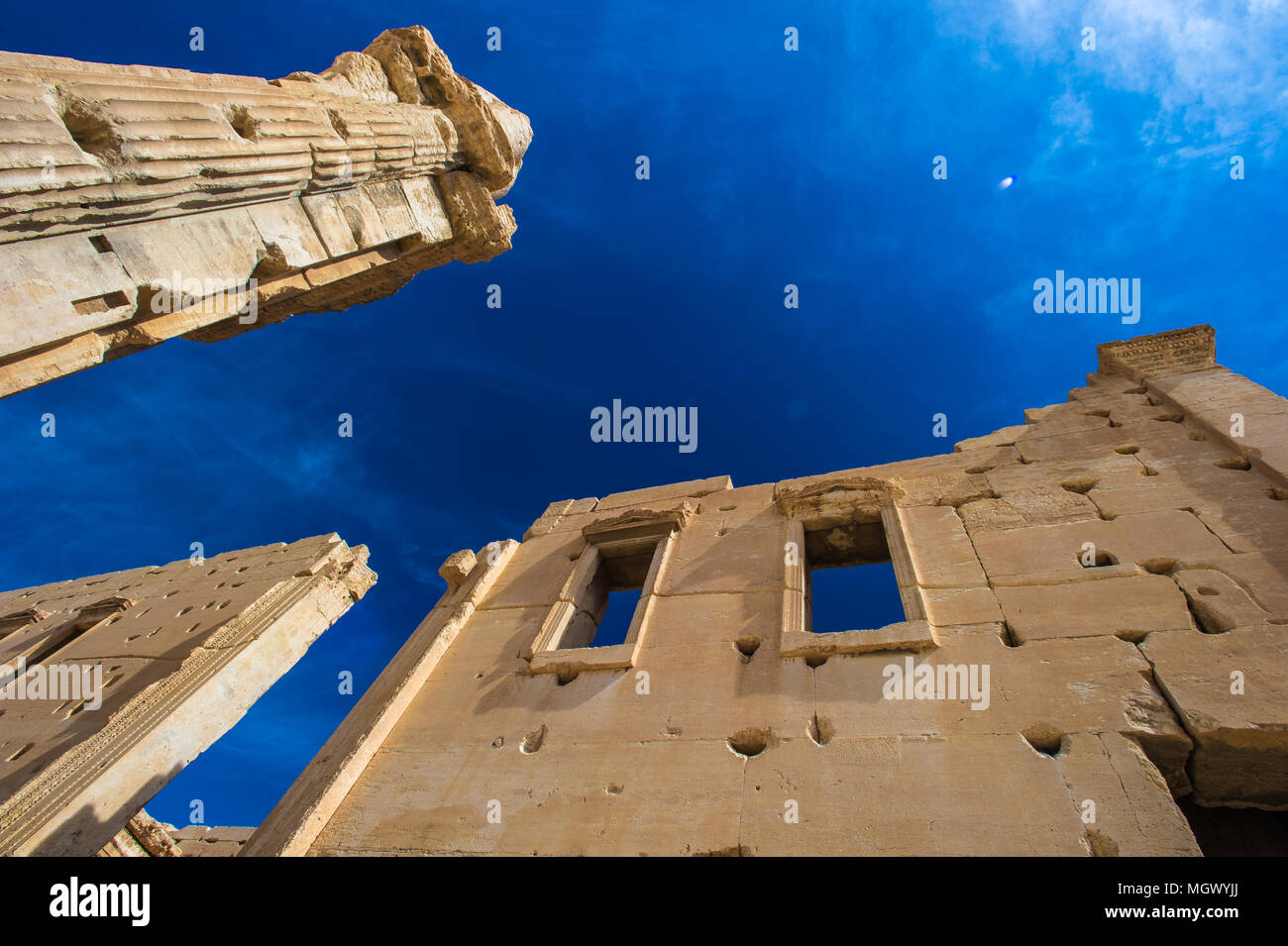 Columns of the ruins of Syrian town Palmyra, UNESCO World Heritage Site ...