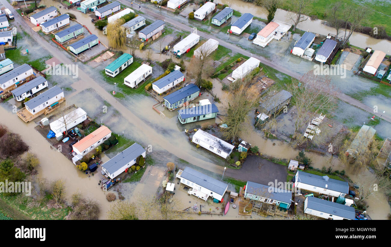Aerial picture shows a caravan park in Cogenhoe,Northants,on Tuesday ...