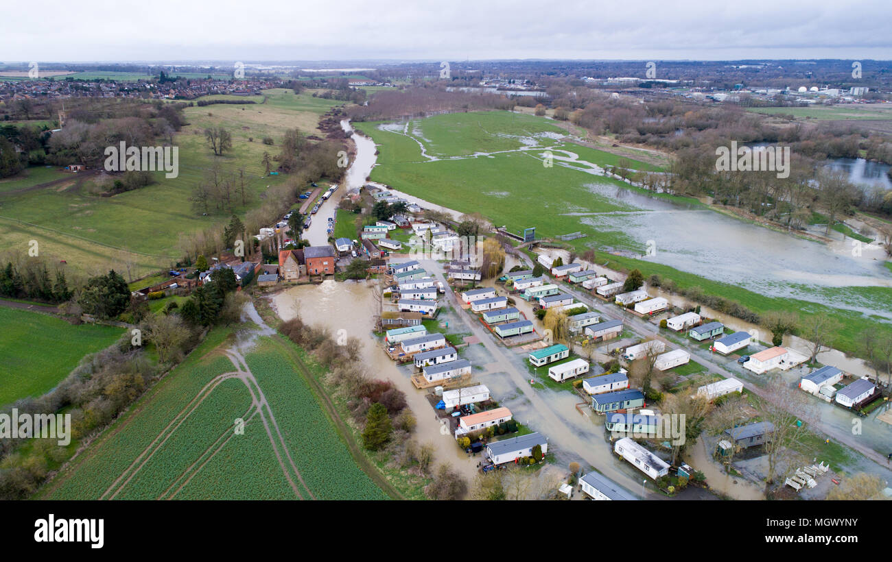 Aerial picture shows a caravan park in Cogenhoe,Northants,on Tuesday ...