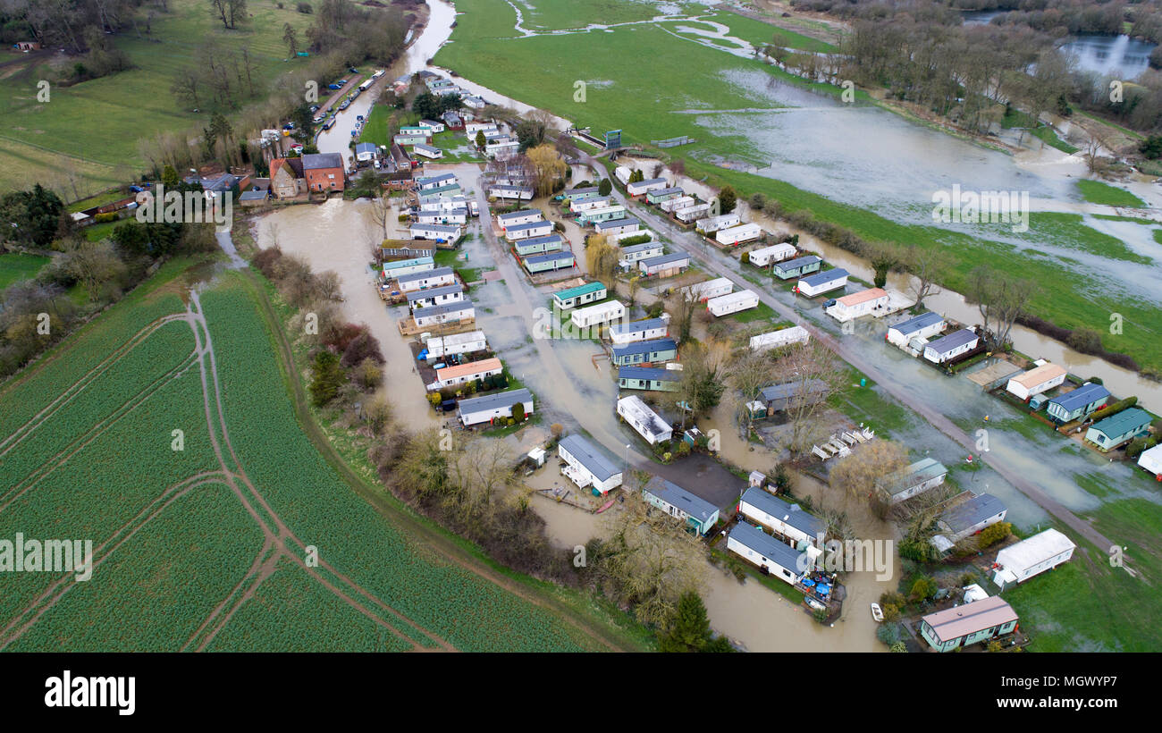 Aerial picture shows a caravan park in Cogenhoe,Northants,on Tuesday ...
