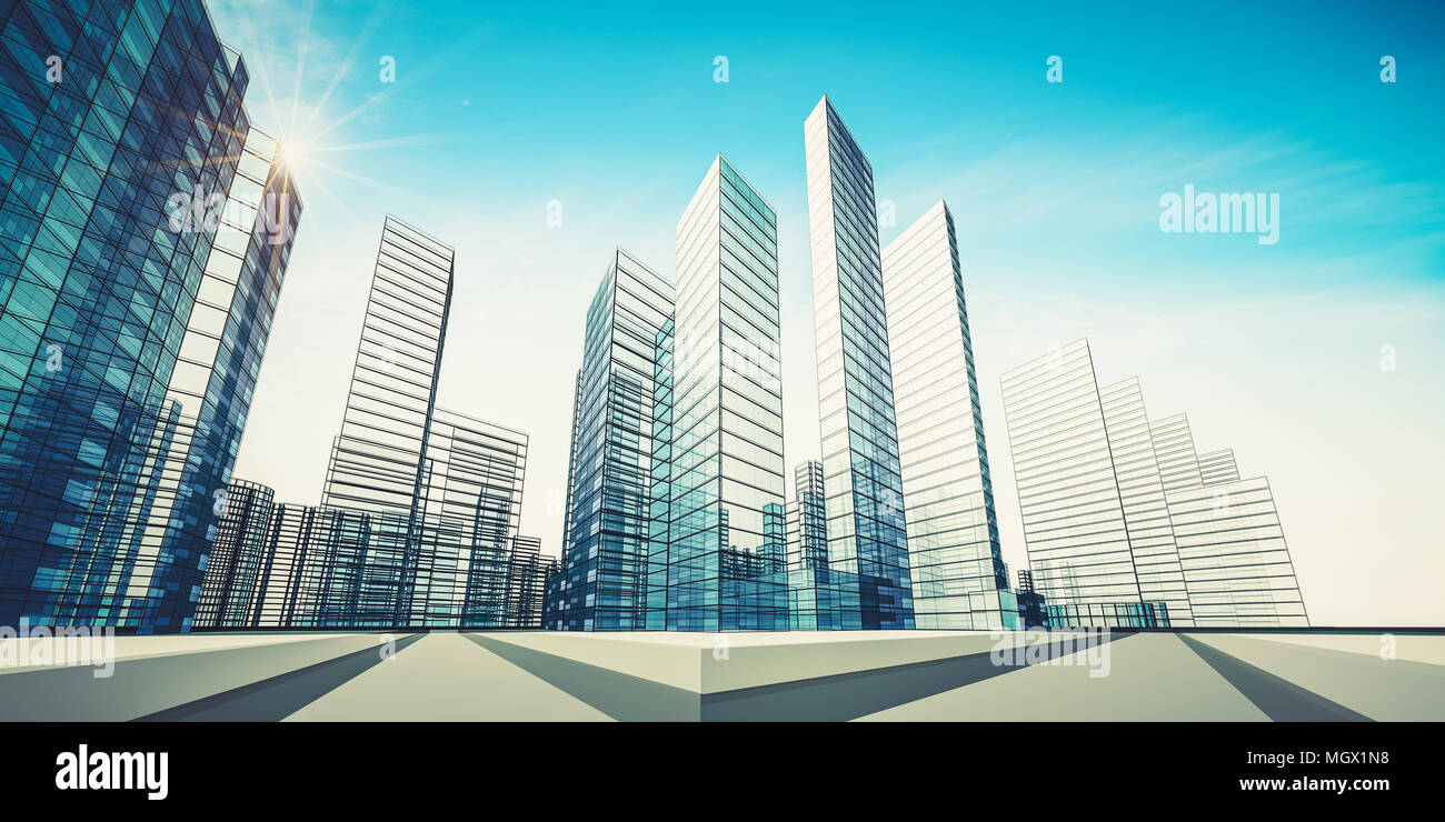 City scene 3d rendering Stock Photo - Alamy