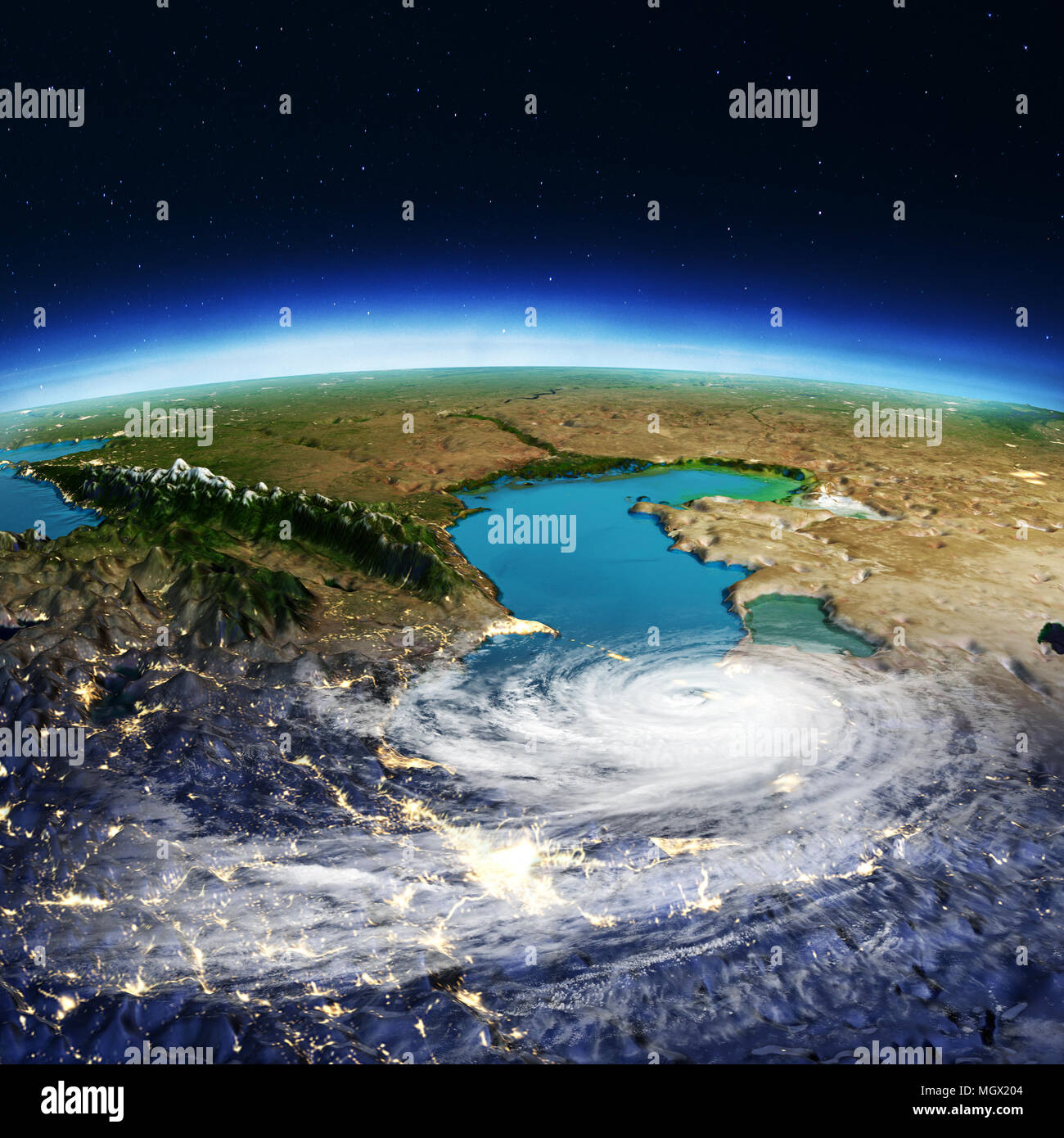 Caspian Sea and Caucasus. 3d rendering Stock Photo - Alamy