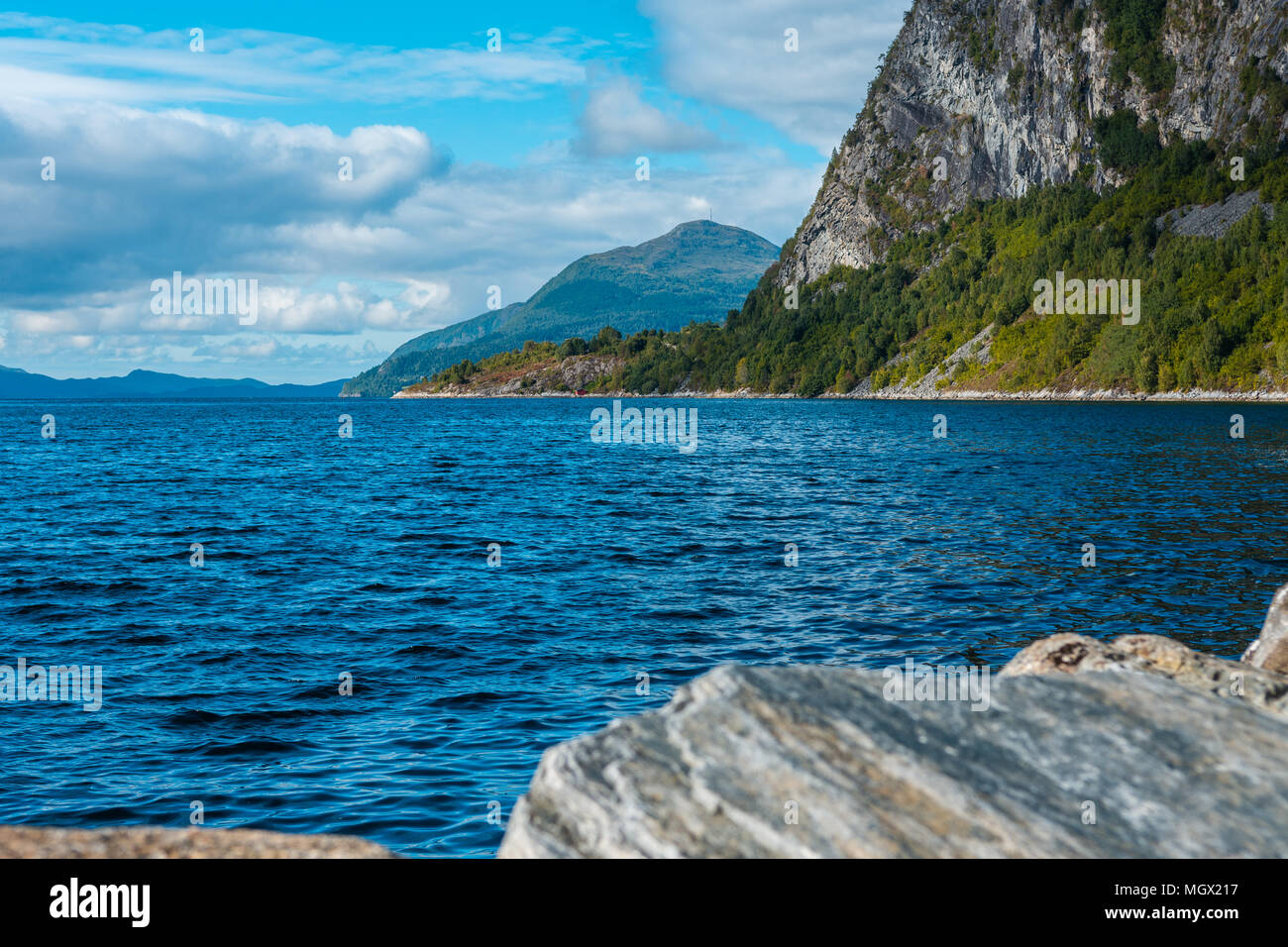 Fjord with mountains landscape (volda, norway Stock Photo - Alamy