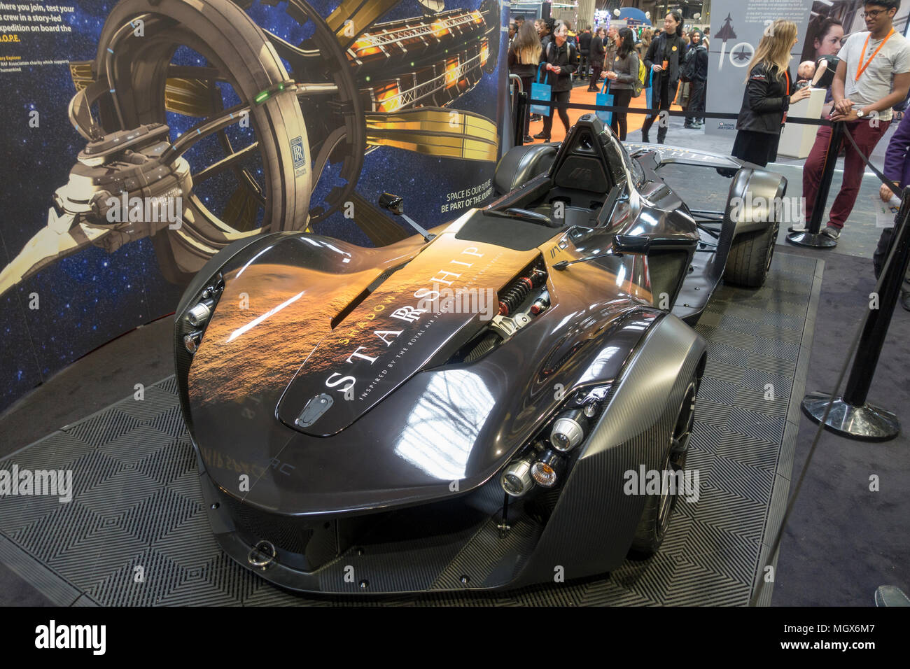 A BAC bespoke liveried Mono supercar on display at the The Big Bang ...