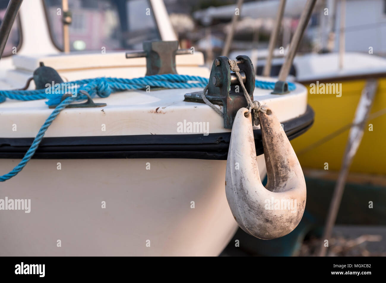 White boat fender for motor boat.It's used as bumper used to absorb ...