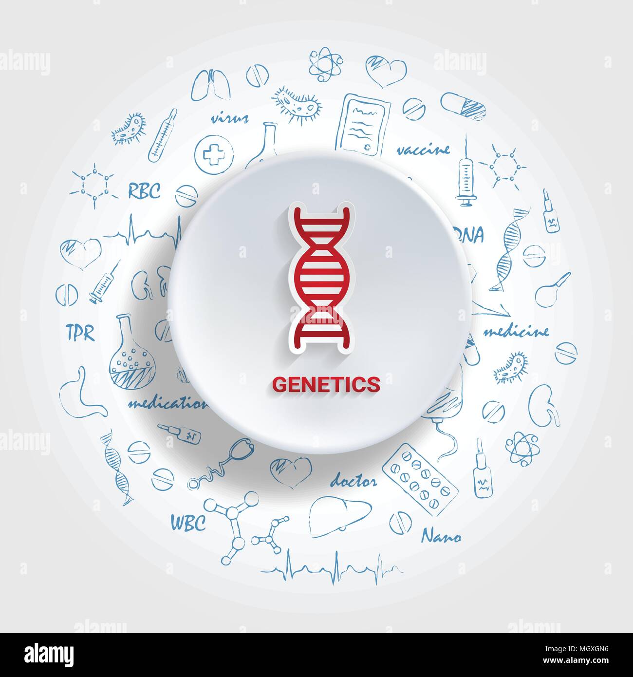 Icons For Medical Specialties. Genetics Concept. Vector Illustration ...