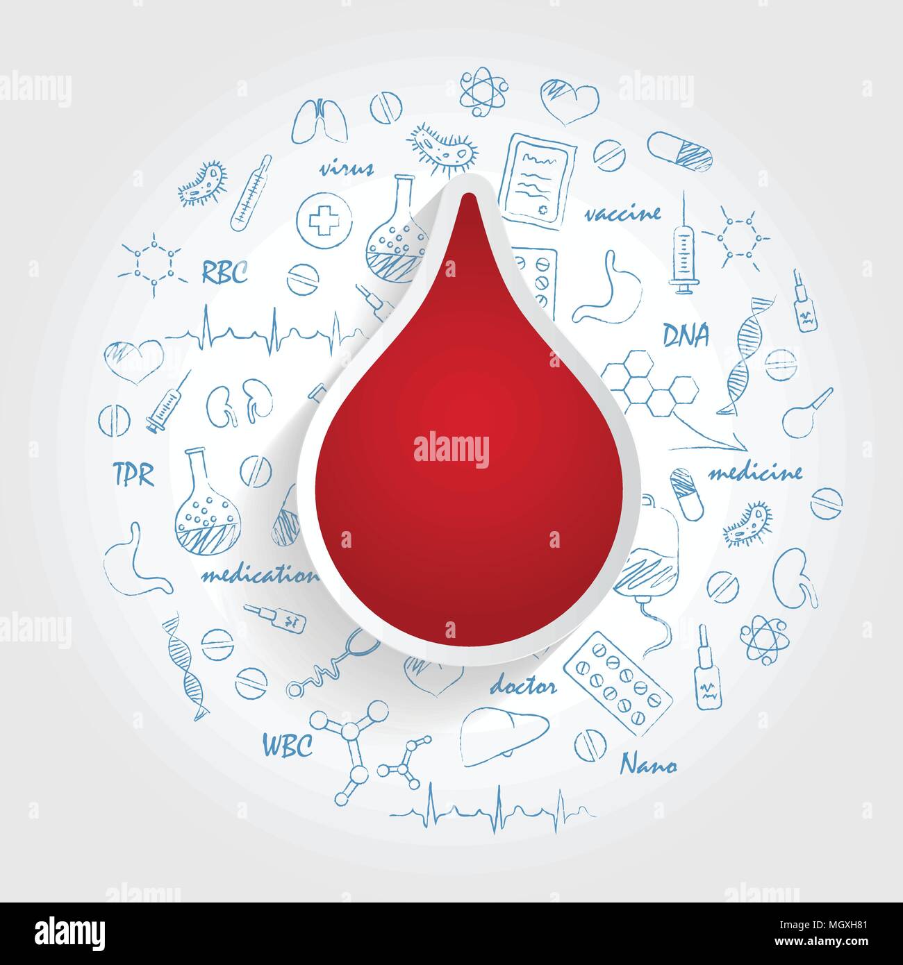 Icons For Medical Specialties. Hematology And Blood Concept. Vector ...
