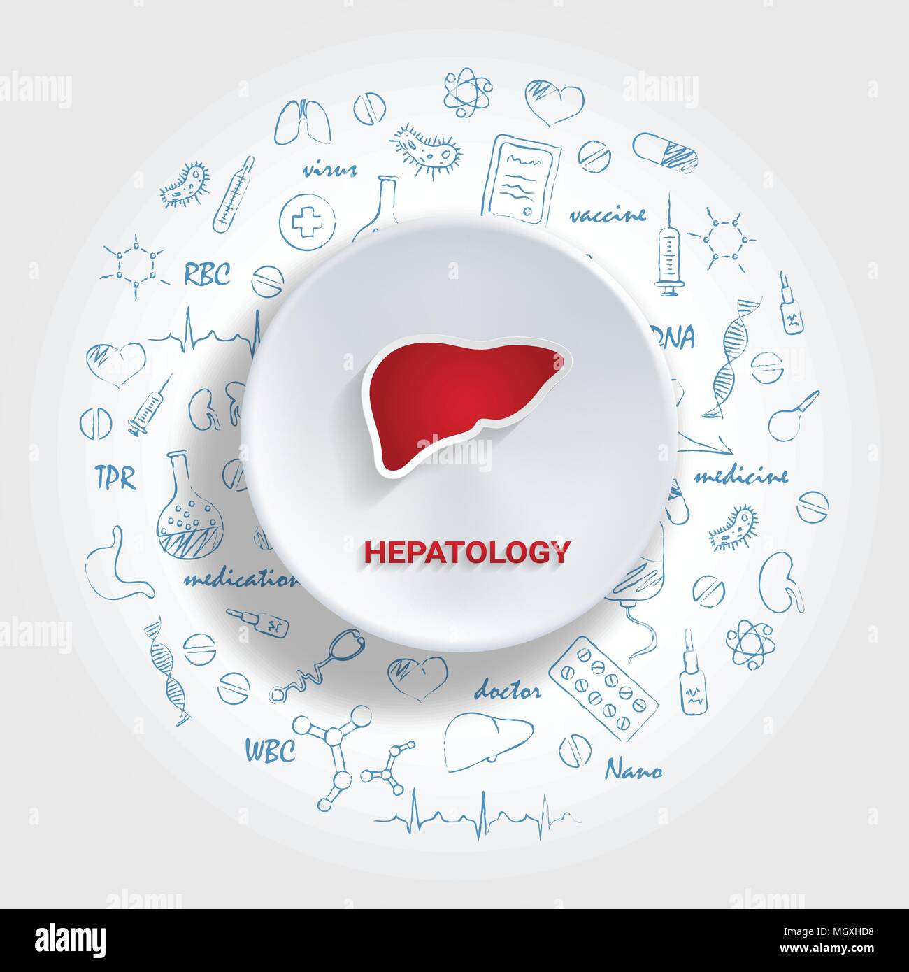 Icons For Medical Specialties. Hepatology Concept. Vector Illustration ...