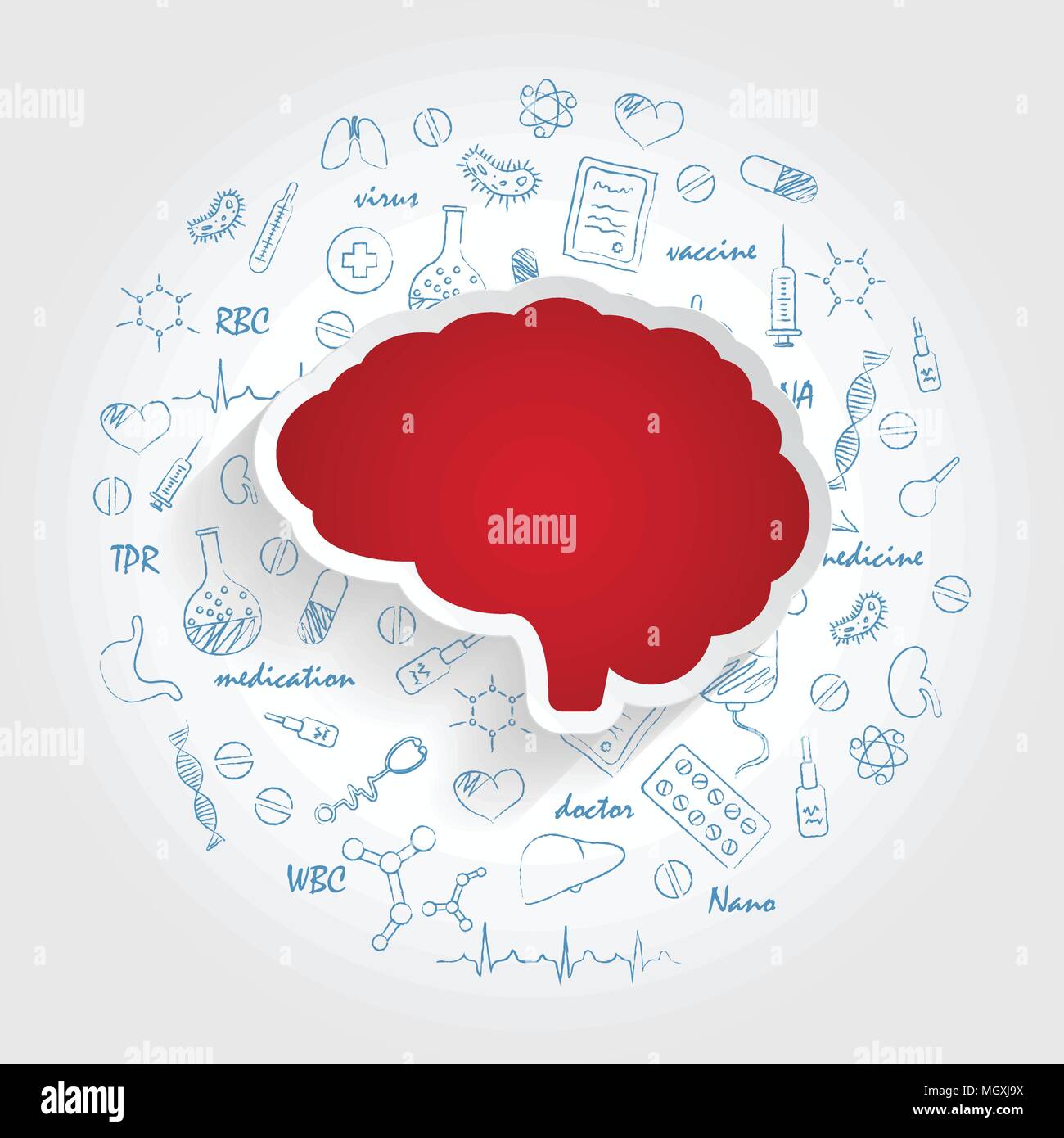 Icons For Medical Specialties. Neurology And Brain Concept. Vector ...