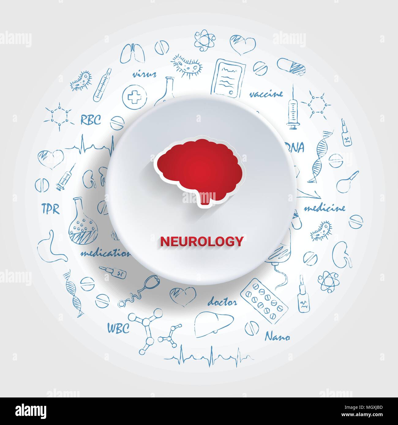 Icons For Medical Specialties. Neurology Concept. Vector Illustration ...