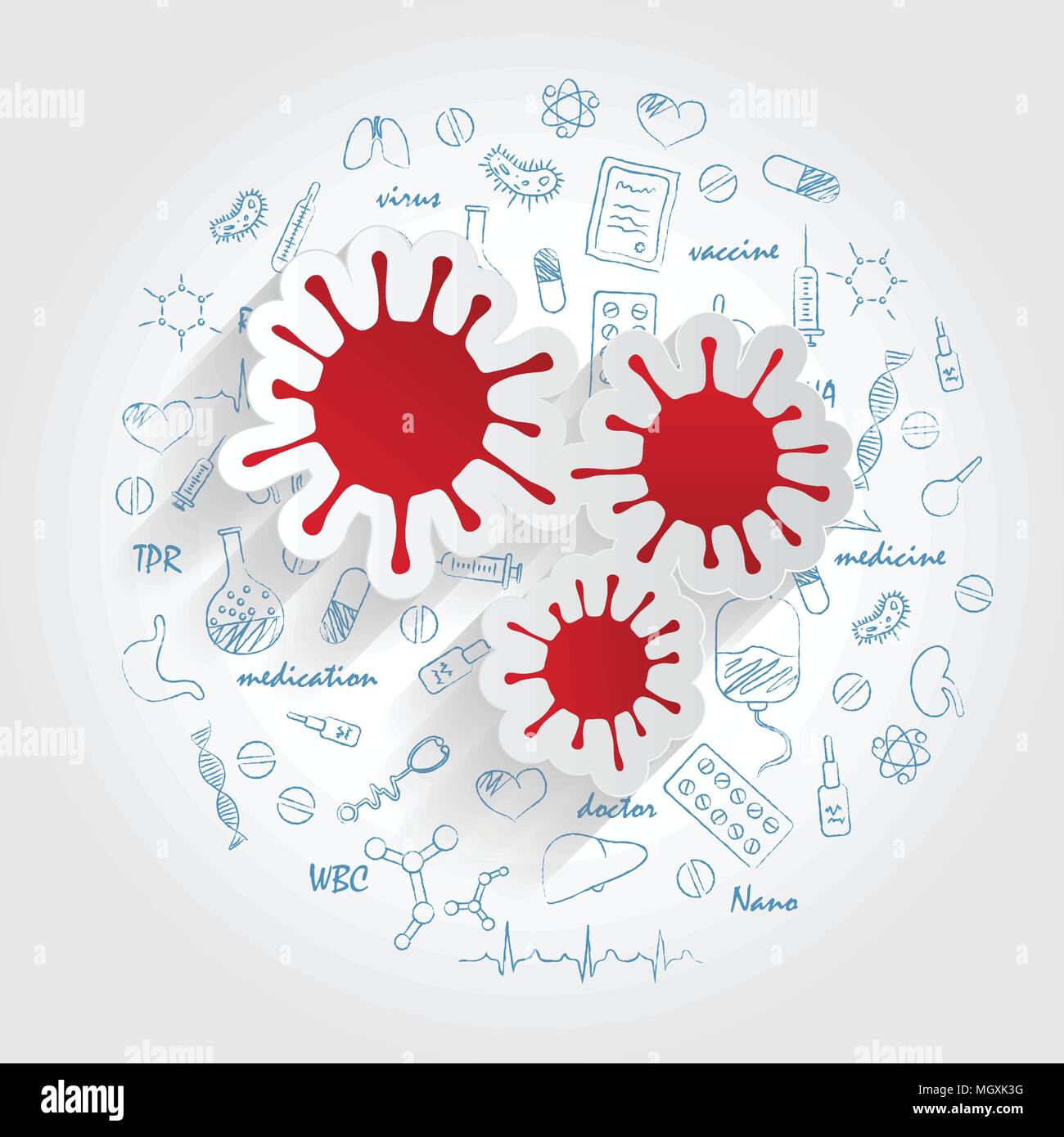 Icons For Medical Specialties. Virology And Virus Concept. Vector ...