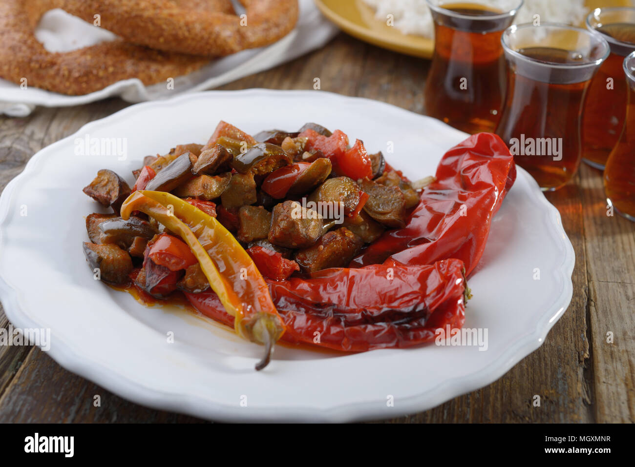 Turkish dinner on a rustic table Stock Photo - Alamy