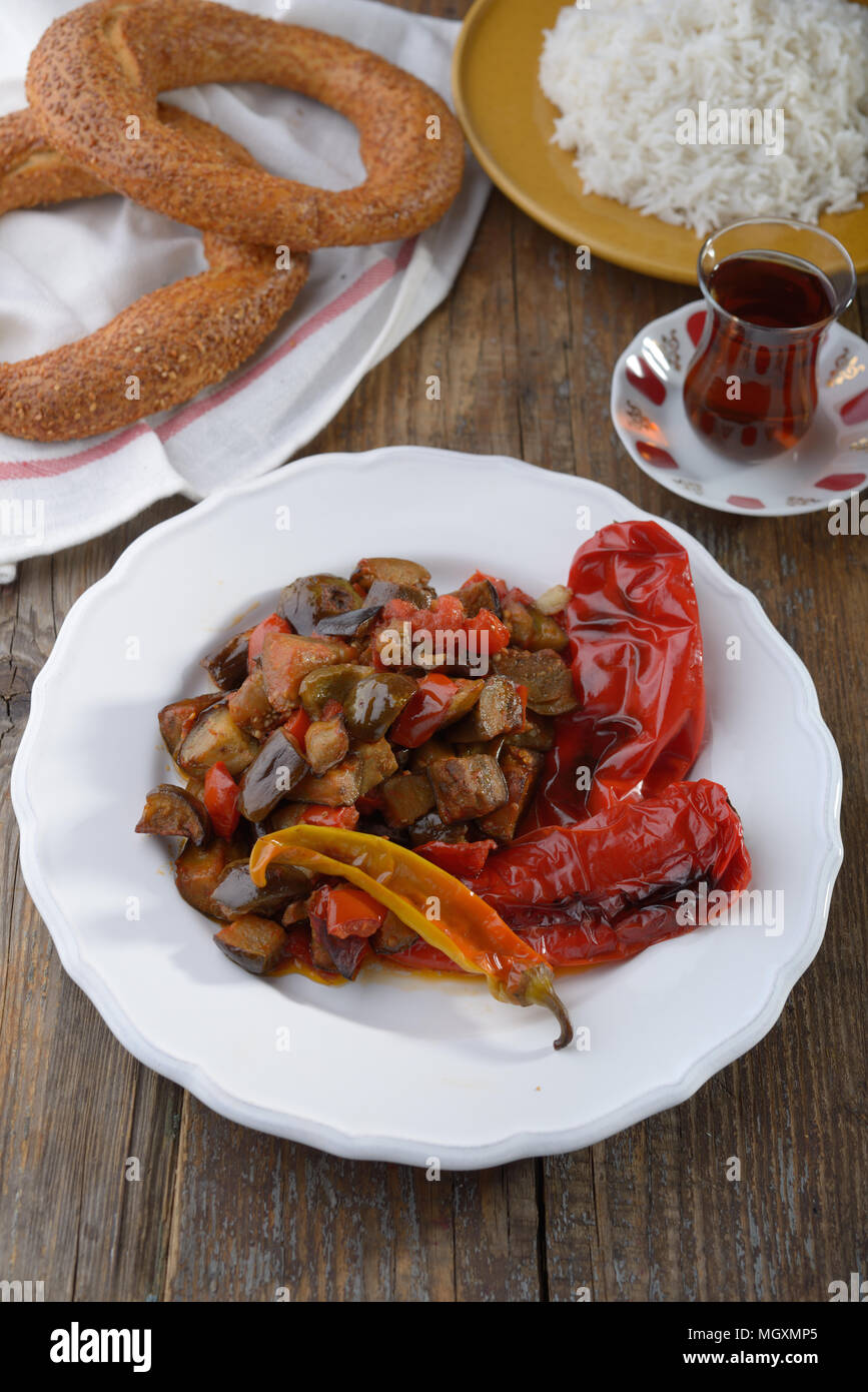 Turkish dinner on a rustic table Stock Photo - Alamy