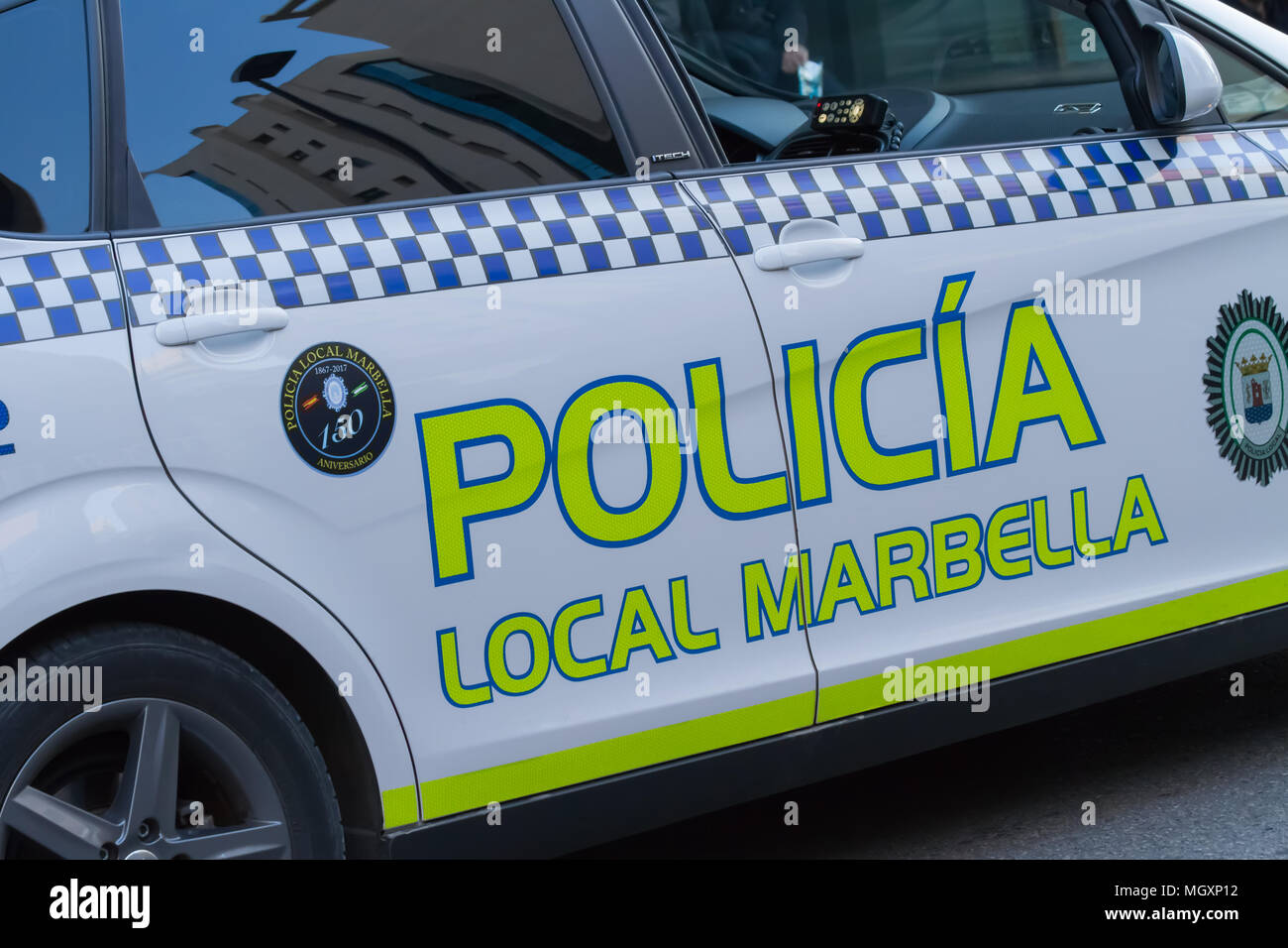 MARBELLA, SPAIN - FEBRUARY 17, 2018: Patrol car of the local police ...